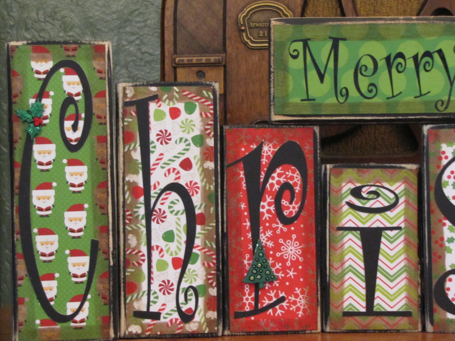 Christmas Sign Word Blocks - Merry Christmas, Christmas Decoration ...