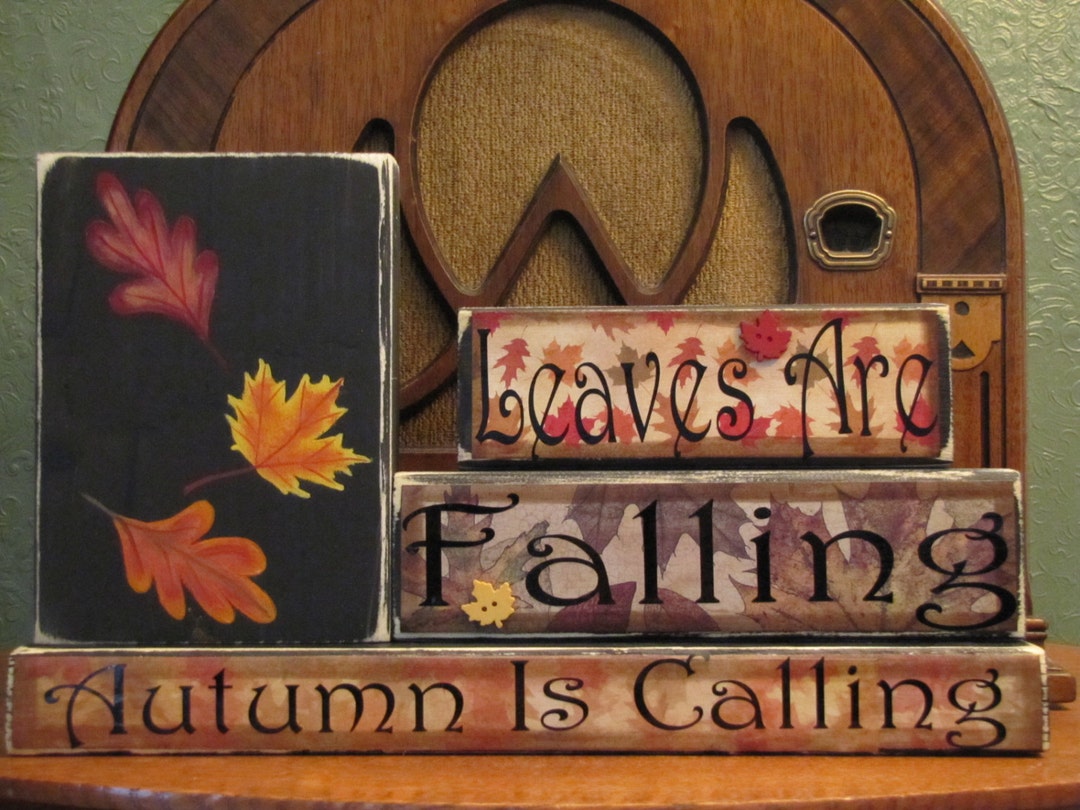 Fall Decor, Fall Decoration, Fall Sign, Fall Blocks, Leaves Are Falling ...