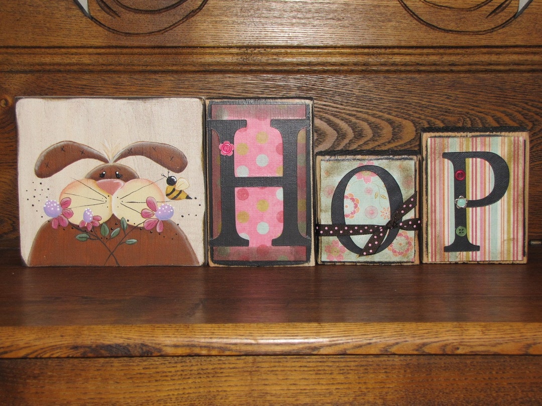 Easter Sign, Spring Sign, Spring Decor Spring Blocks, Easter Decor ...