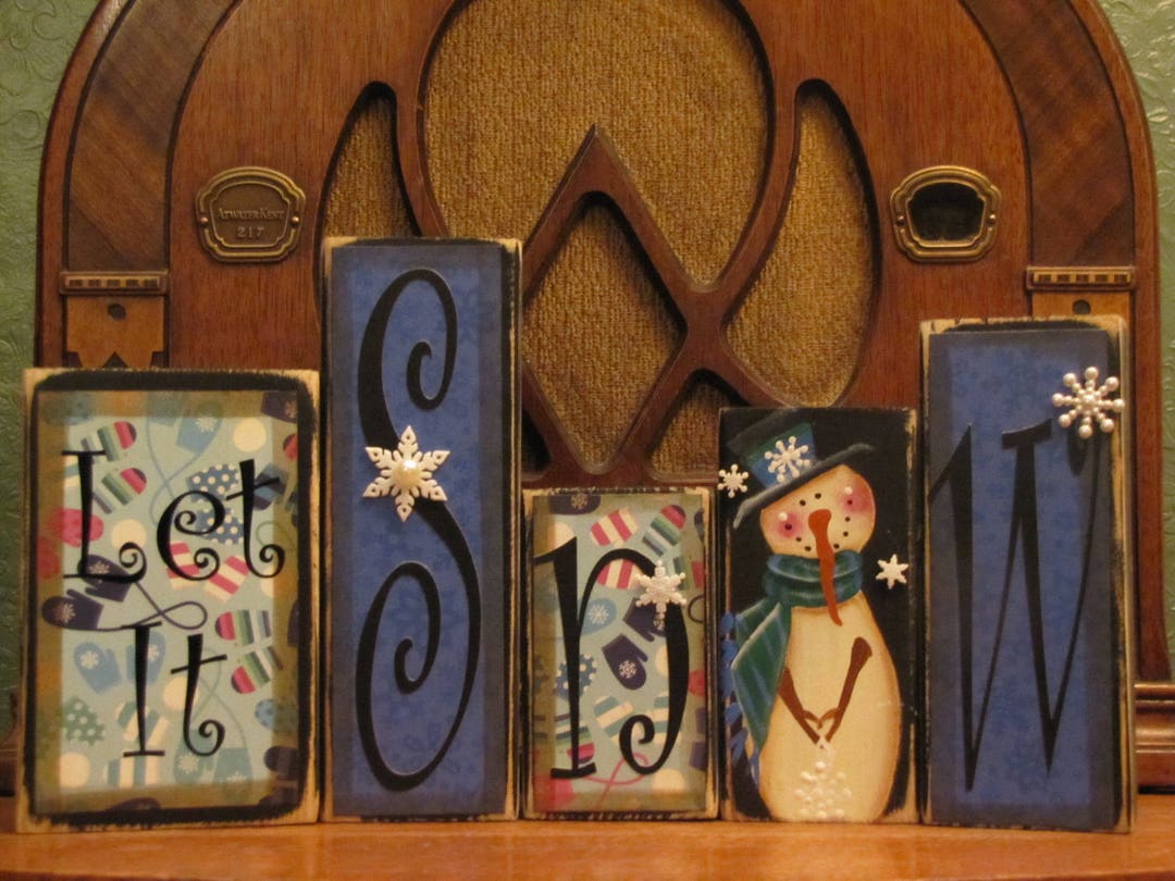 Winter Sign - Let It Snow, Winter Blocks, Winter Decoration, Christmas ...