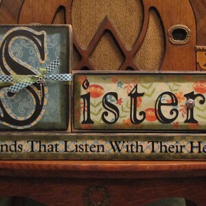 Sister Sign, Sister Gift, Gift for Sister, Sister Blocks, Personalized ...