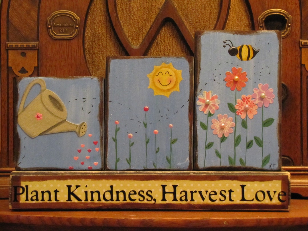 Plant Kindness, Harvest Love Spring Sign Word Blocks - Etsy