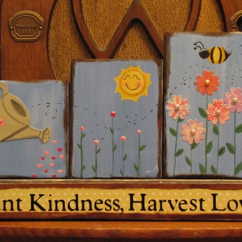 Plant Kindness Harvest Love Spring Sign Word Blocks - Etsy