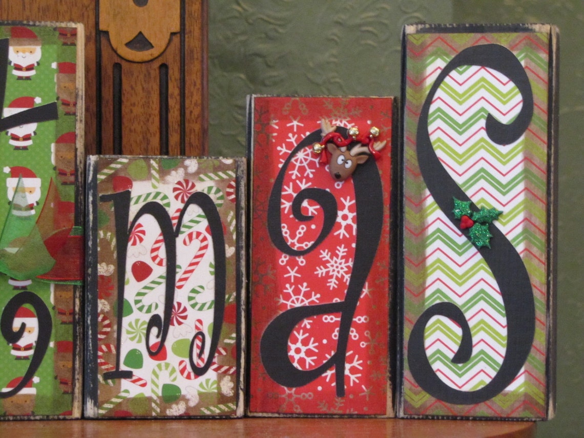 Christmas Sign Word Blocks - Merry Christmas, Christmas Decoration ...