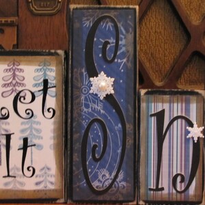 Winter Sign - Let It Snow, Winter Blocks, Winter Decoration, Christmas ...