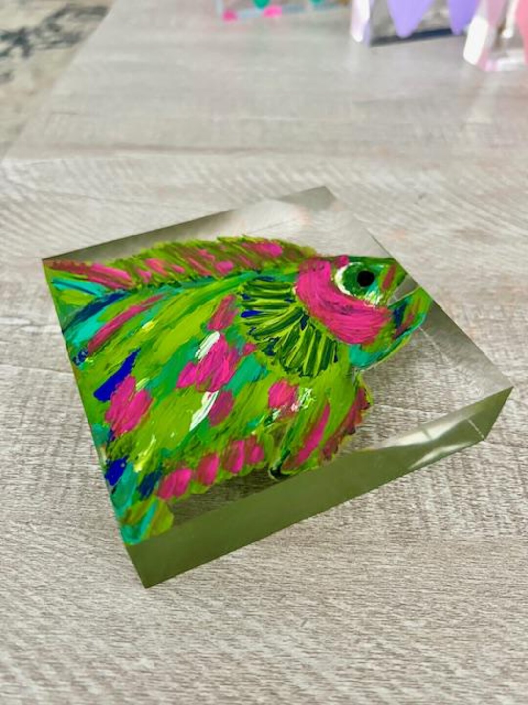 Acrylic Block Fish Art 4x4 - Etsy