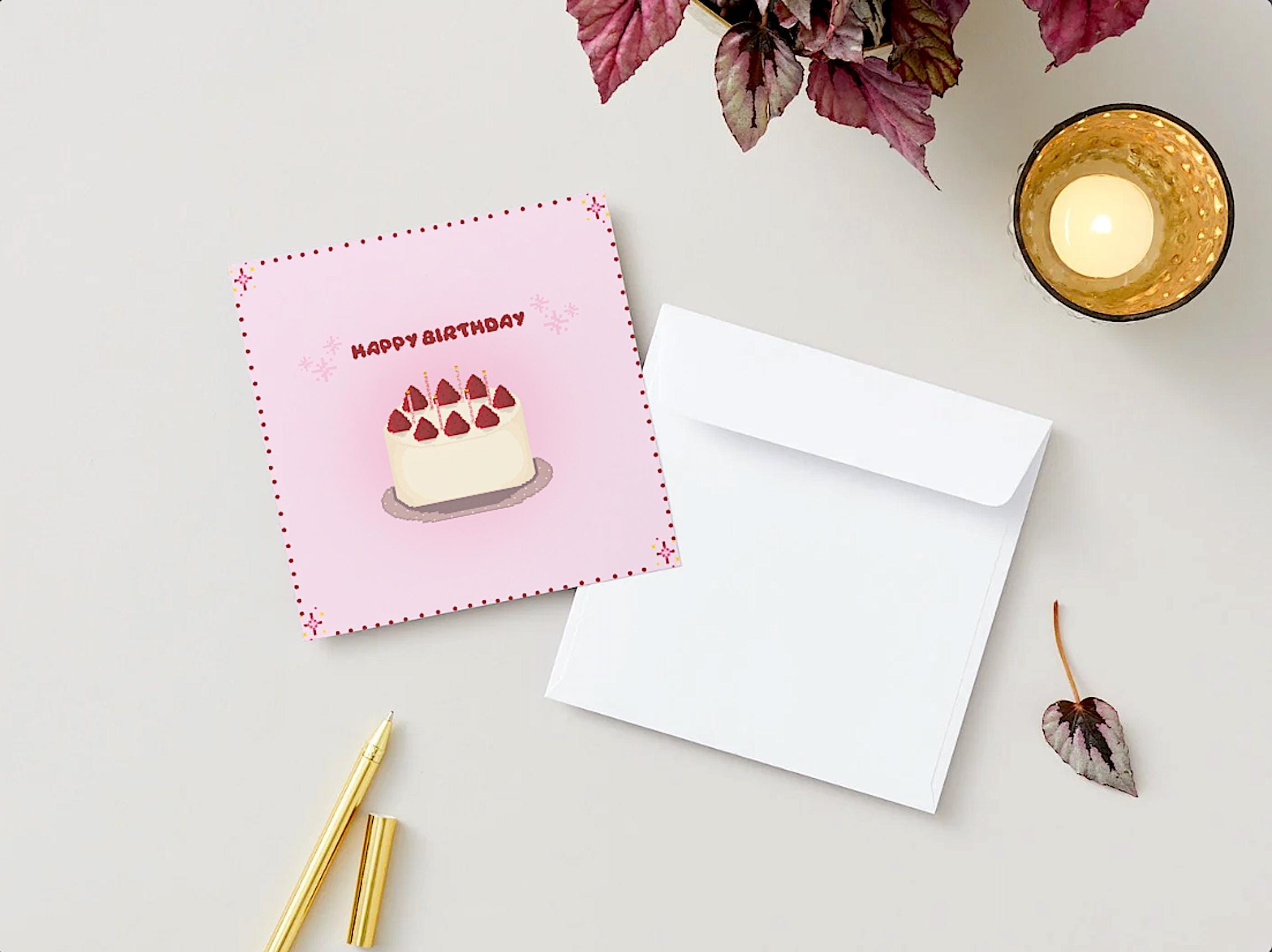 Pixel Birthday Card - Cute Kawaii Printable Birthday Card - Instant ...