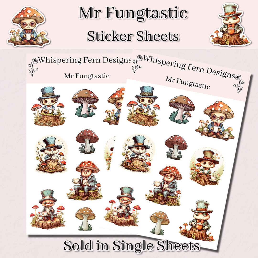 Mr Fungtastic Sticker Sheet - Mushroom Character Stickers - Etsy