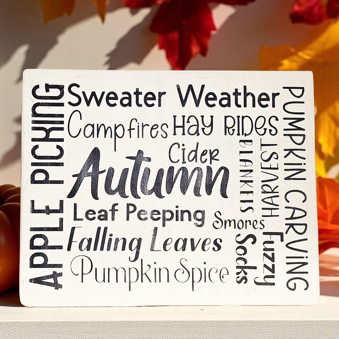 Wood Subway Style Autumn Sign – Rustic Fall Harvest Decor for Home ...