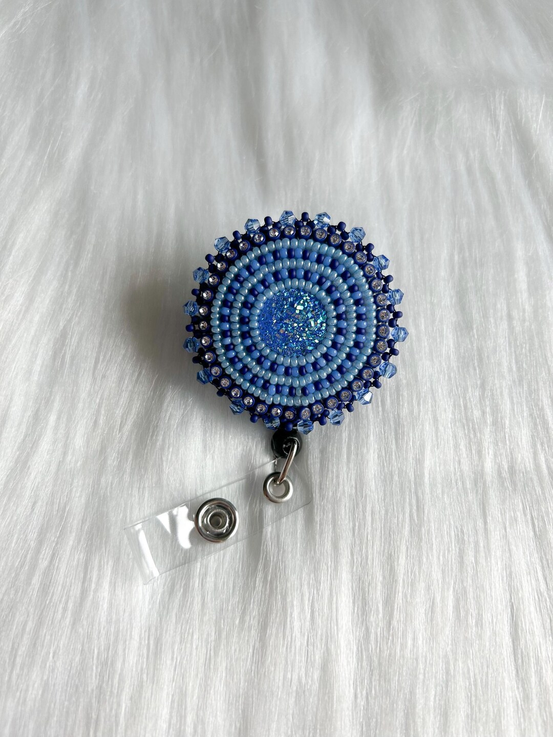 Handmade Beaded Badge Reel, Blue Badge Reel, Cute Badge Reel - Etsy