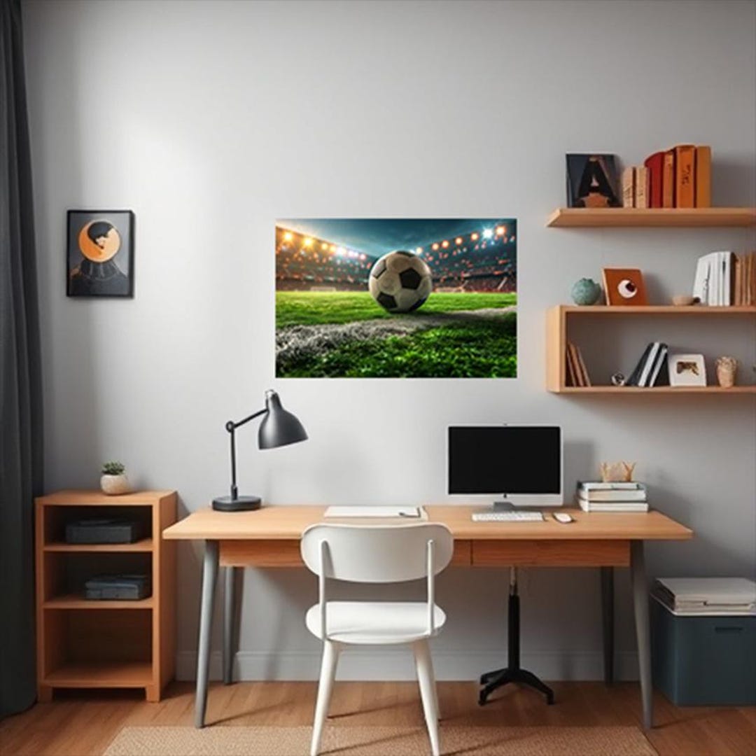 Football Soccer Pitch Wall Sticker 3D Stadium Ball Room Decor Self ...