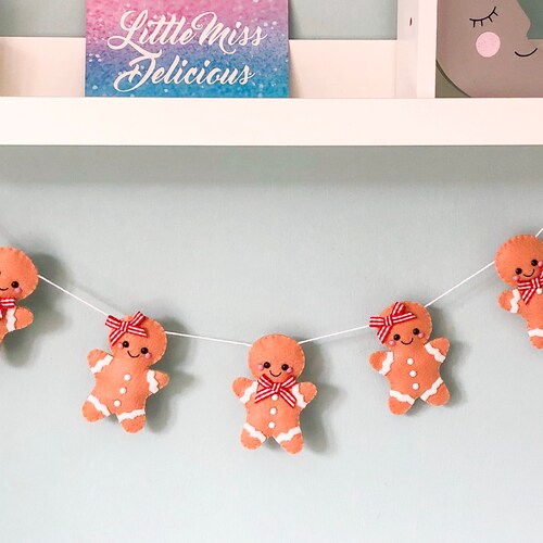 Gingerbread Man Garland Cute Festive Banner Happy Felt - Etsy