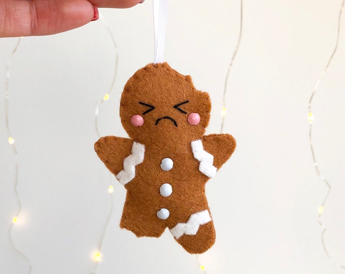 Sad Gingerbread Man Decoration, Cute Felt Gingerbread Man, Fun Festive ...