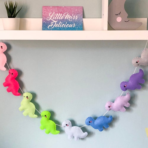 Pastel Dinosaur Garland Felt Dino Bunting Cute Felt Wall - Etsy