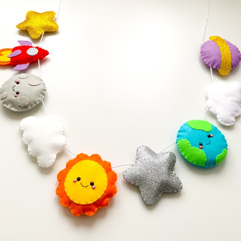 Space Felt Garland Planets and Space Nursery Solar System | Etsy