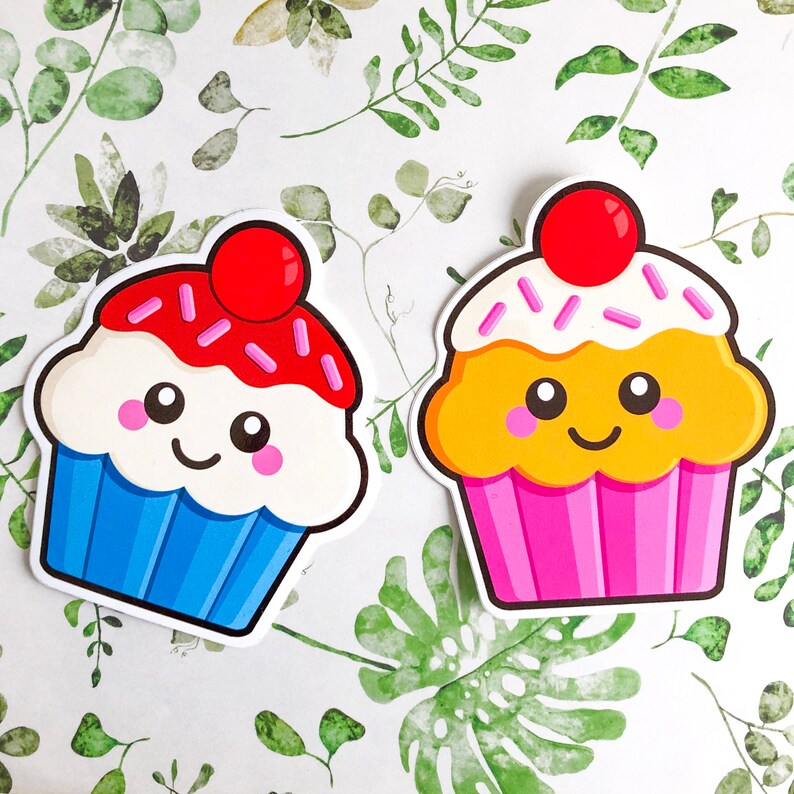 Happy Cupcake Sticker Food Vinyl Sticker Cute Cupcake Decal | Etsy