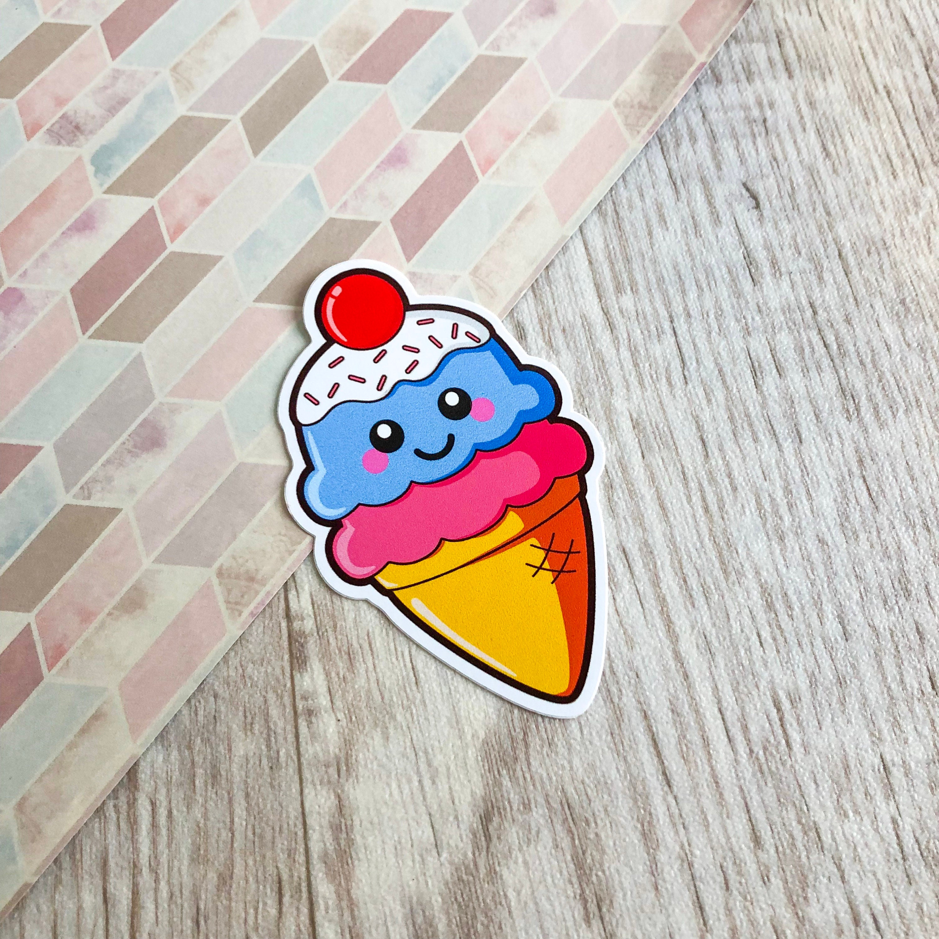 Ice Cream Sticker food vinyl sticker cute ice cream cone | Etsy