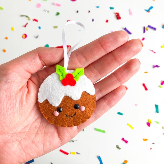 Christmas Pudding Decoration Cute Felt Xmas Pud Fun Festive | Etsy
