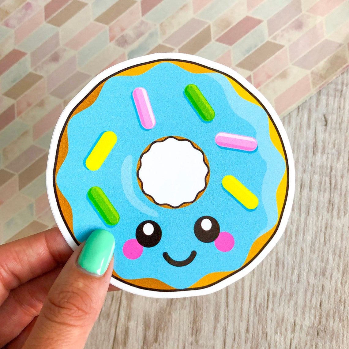 Blue Donut Sticker Food Vinyl Sticker Cute Doughnut Decal | Etsy