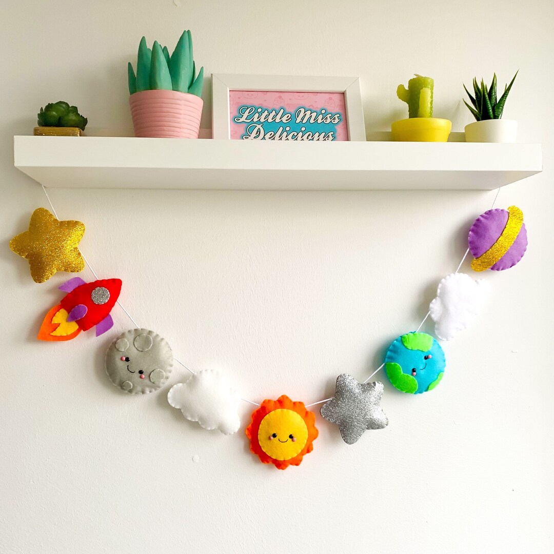 Space Felt Garland, Planets and Space Nursery, Solar System Wall ...