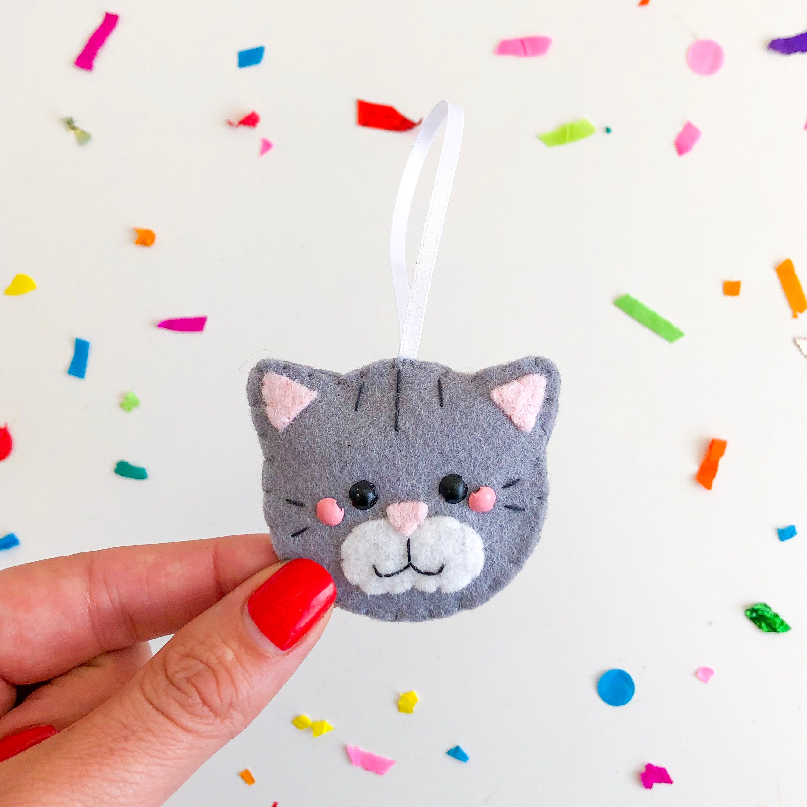 Felt Cat Decoration Felt Christmas Tree Decorations Cute Cat - Etsy UK