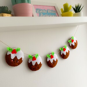 Christmas Pudding Garland, Cute Festive Banner, Happy Felt Bunting ...