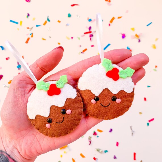 Christmas Pudding Decoration Cute Felt Xmas Pud Fun Festive - Etsy