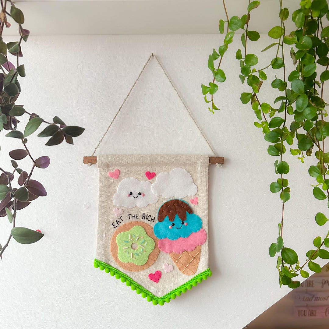 EAT THE RICH Pennant Flag | Cute Activism, Eat the Rich Wall Hanging ...