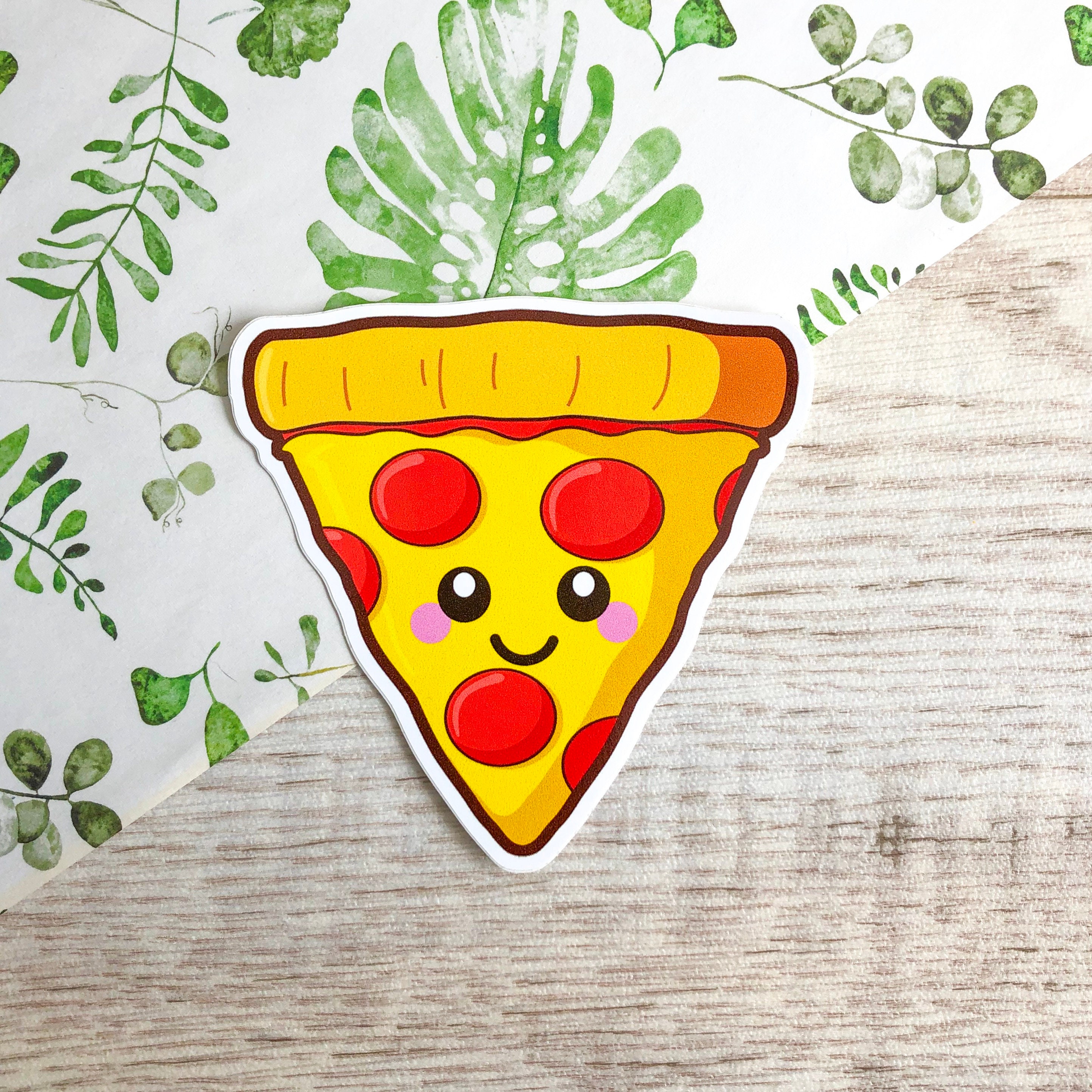 Happy Pizza Sticker food vinyl sticker cute pizza decal | Etsy