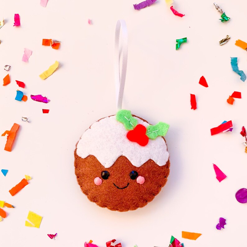 Christmas Pudding Decoration Cute Felt Xmas Pud Fun Festive - Etsy