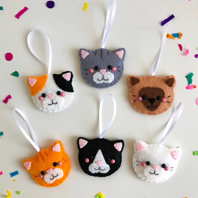 Felt Cat Decoration felt Christmas tree decorations cute cat | Etsy