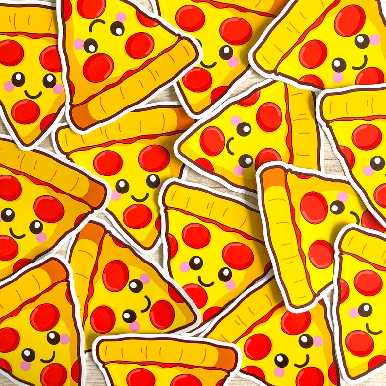 Happy Pizza Sticker Food Vinyl Sticker Cute Pizza Decal - Etsy UK