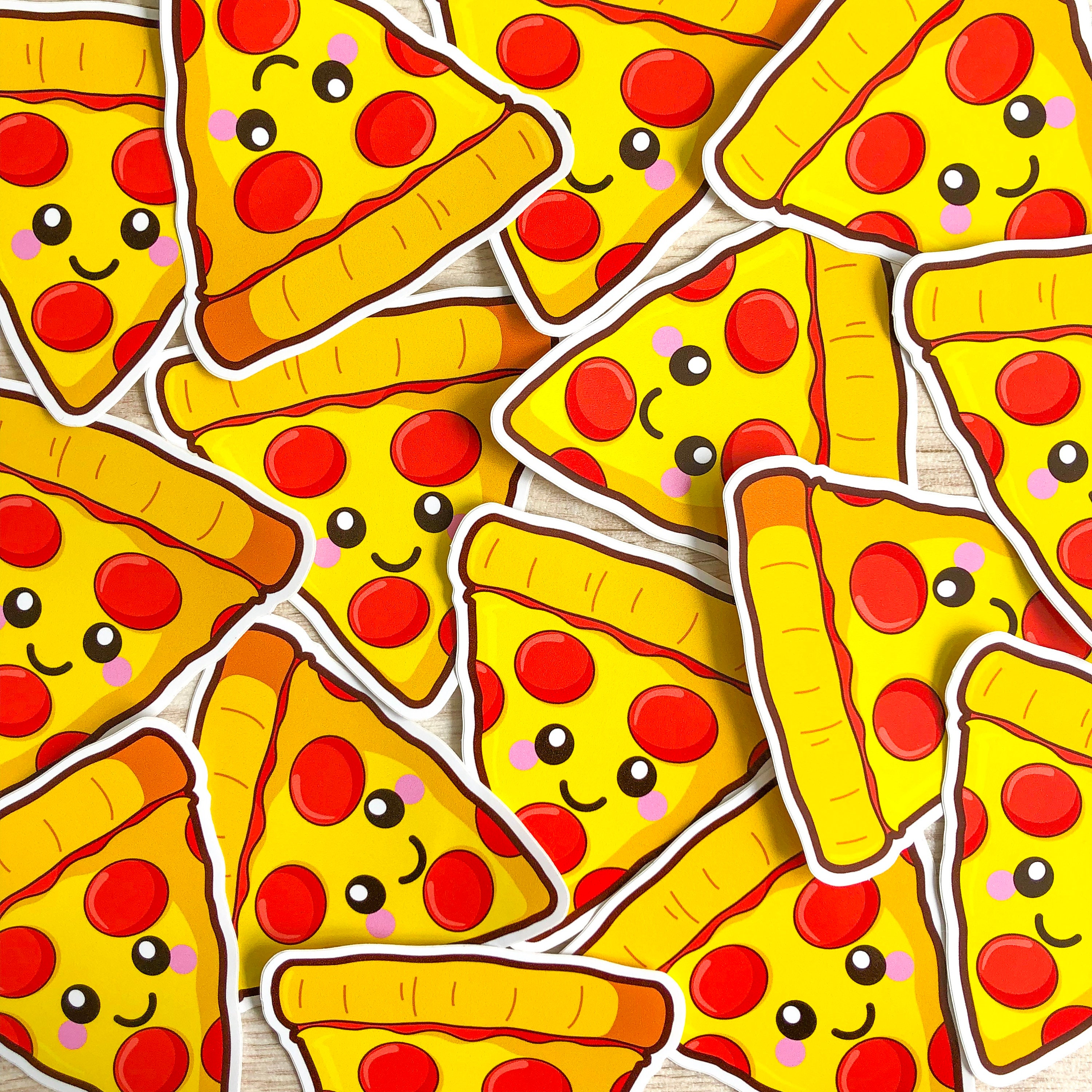 Happy Pizza Sticker food vinyl sticker cute pizza decal | Etsy