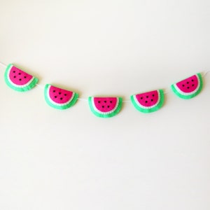 Pink Watermelon Garland, Felt Summer Bunting, Cute Fruit Wall Hanging ...