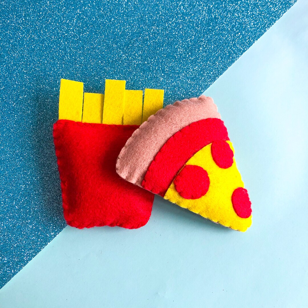 Pizza Fries Cat Toy, Handmade Felt Cat Toy, Organic Catnip, Vegan Cat ...