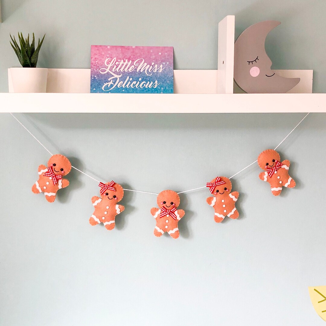 Gingerbread Man Garland Cute Festive Banner Happy Felt - Etsy
