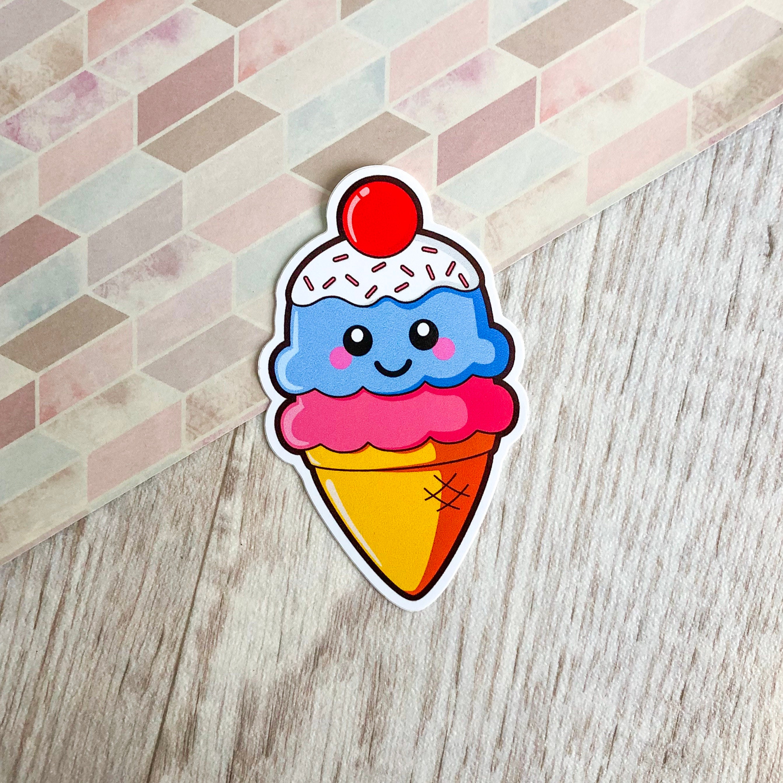 Ice Cream Sticker food vinyl sticker cute ice cream cone | Etsy