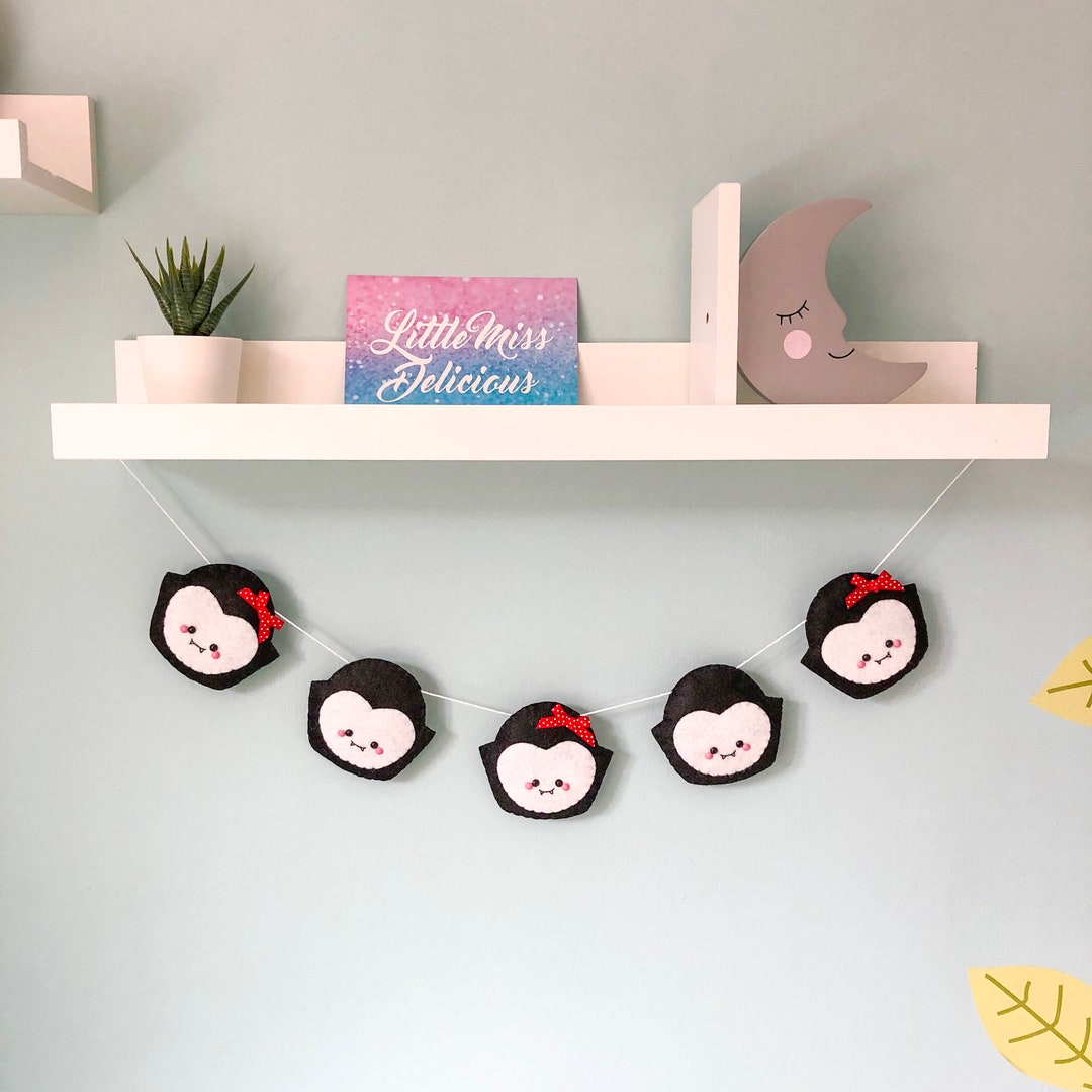Vampire Felt Garland Spooky Cute Bunting Dracula Wall - Etsy