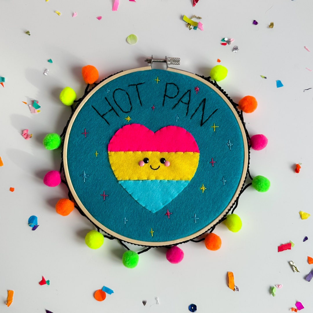 Hot Pan Hoop Art | Pansexual Flag Art, LGBTQ+ Gift, Rainbow Wall ...
