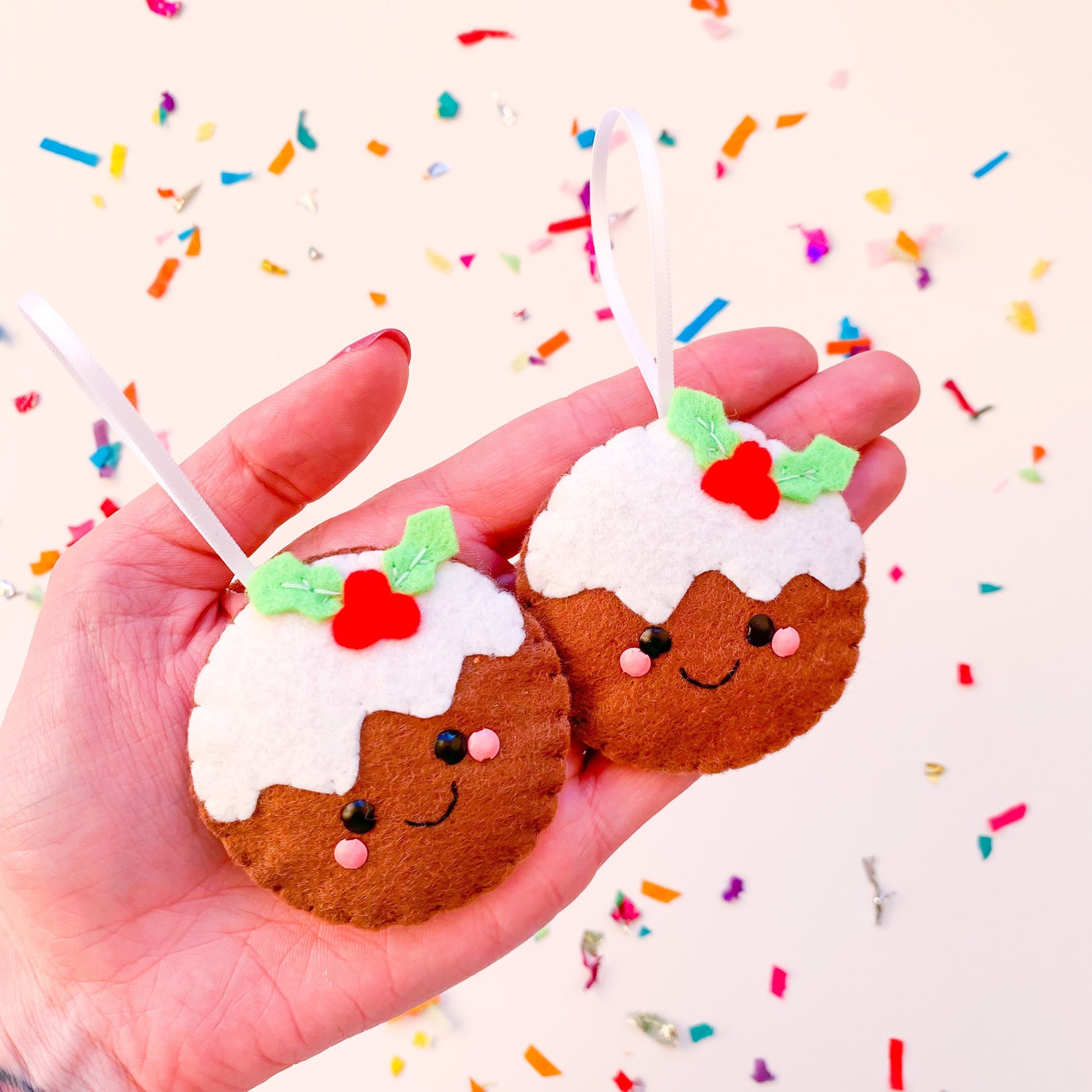 Christmas Pudding Decoration Cute Felt Xmas Pud Fun Festive - Etsy