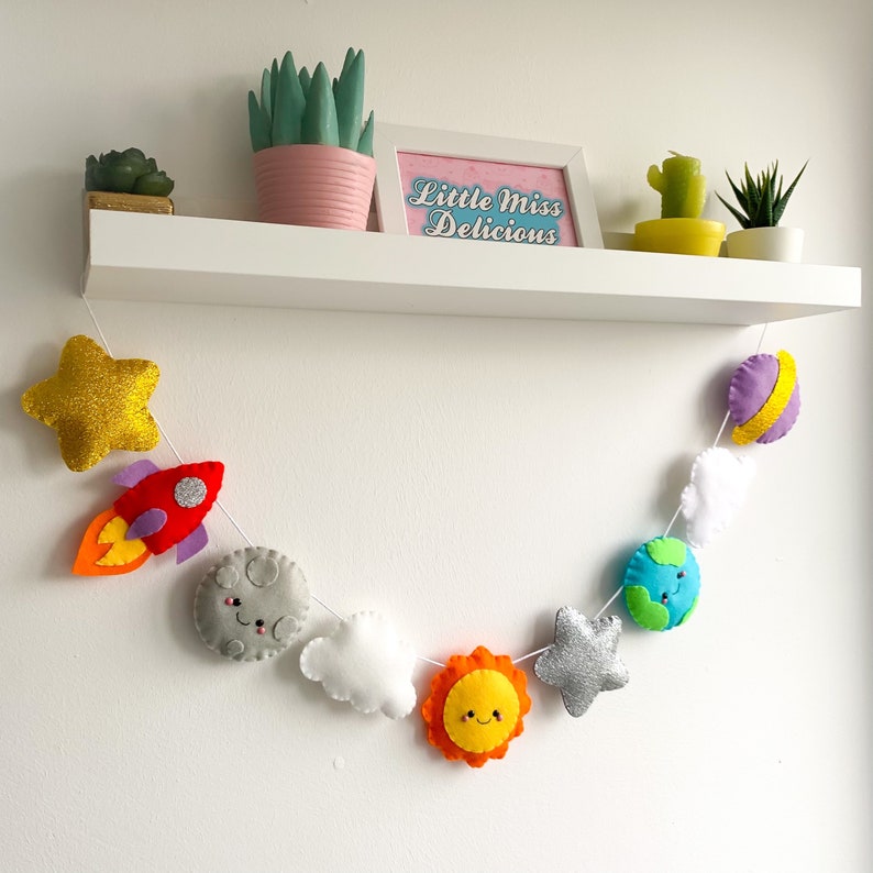 Space Felt Garland Planets and Space Nursery Solar System | Etsy