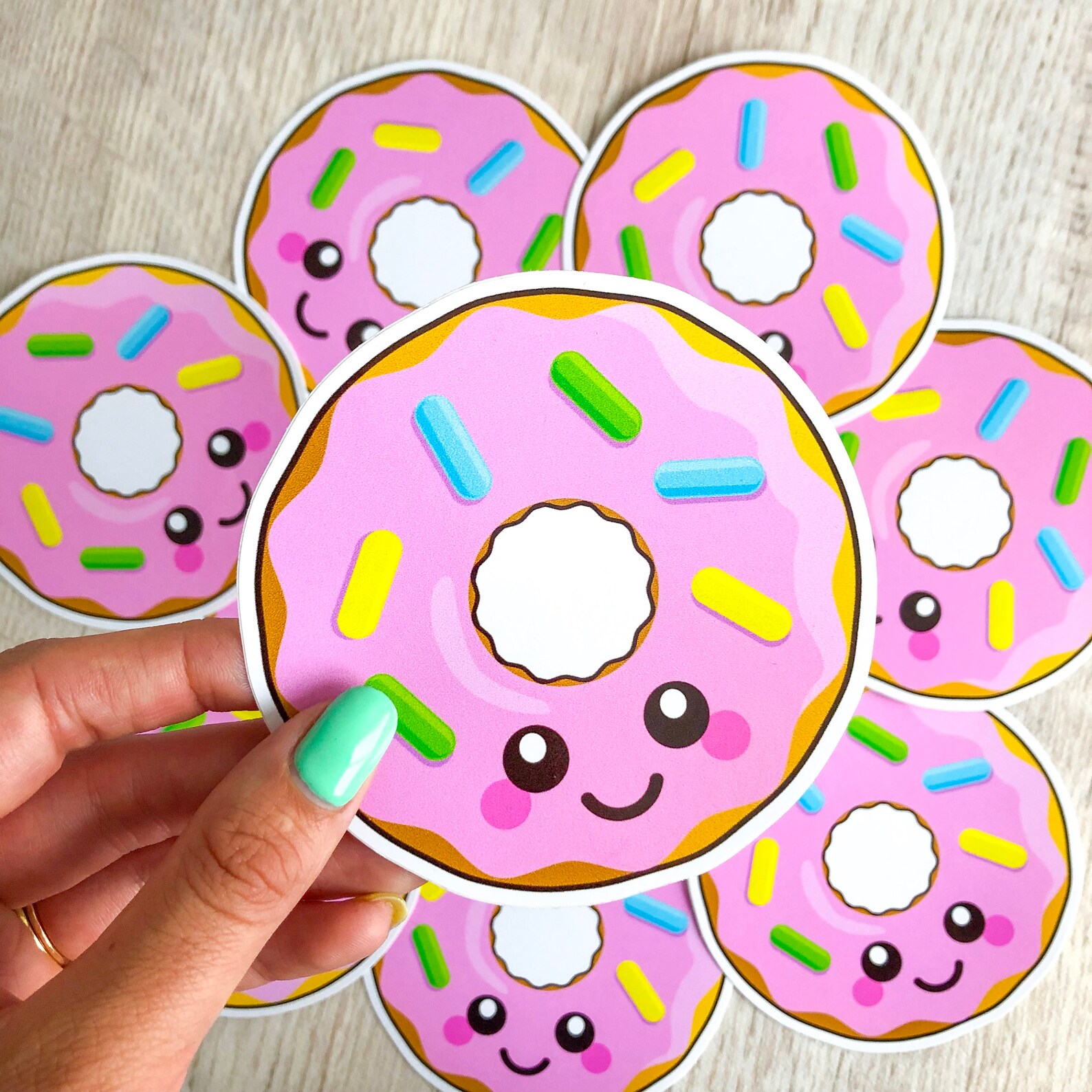 Pink Donut Sticker Food Vinyl Sticker Cute Doughnut Decal | Etsy