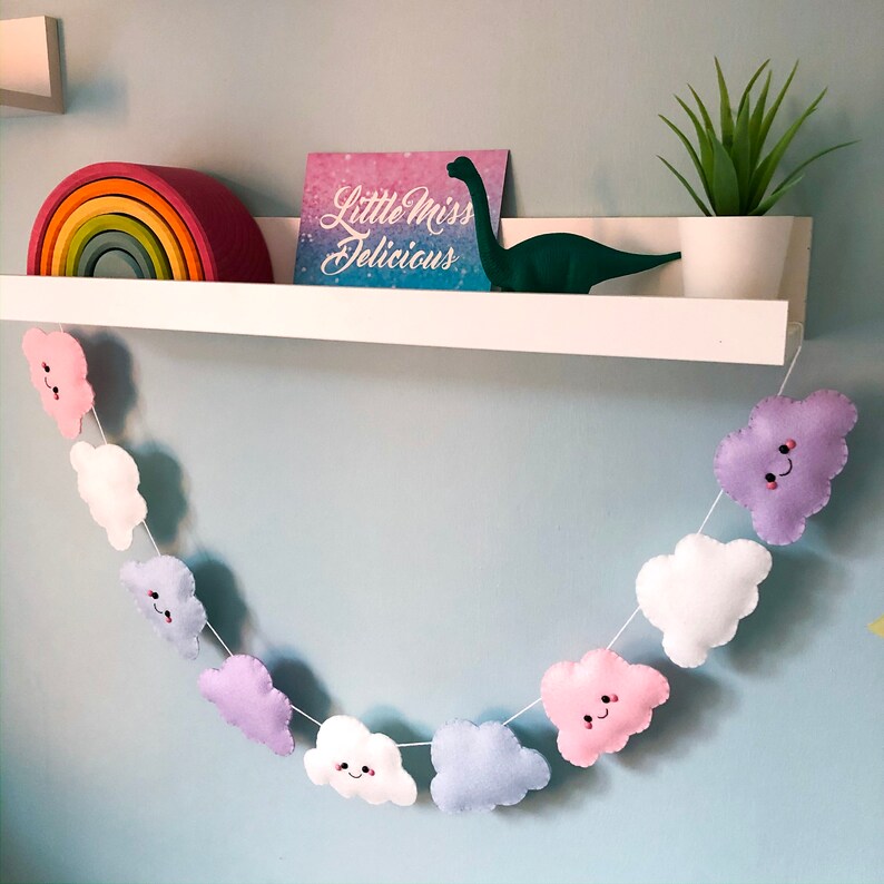 Felt Cloud Garland Felt Clouds Bunting Cute Felt Wall | Etsy