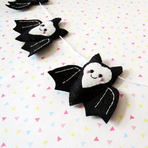 Black Bat Garland, Cute Halloween Bunting, Felt Halloween Decoration ...