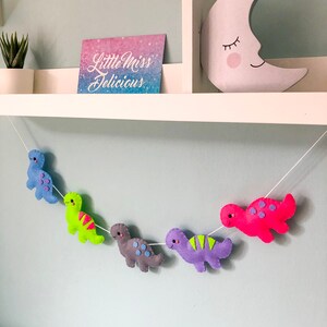 Colourful Dinosaur Garland, Felt Dino Bunting, Cute Felt Wall Hanging ...