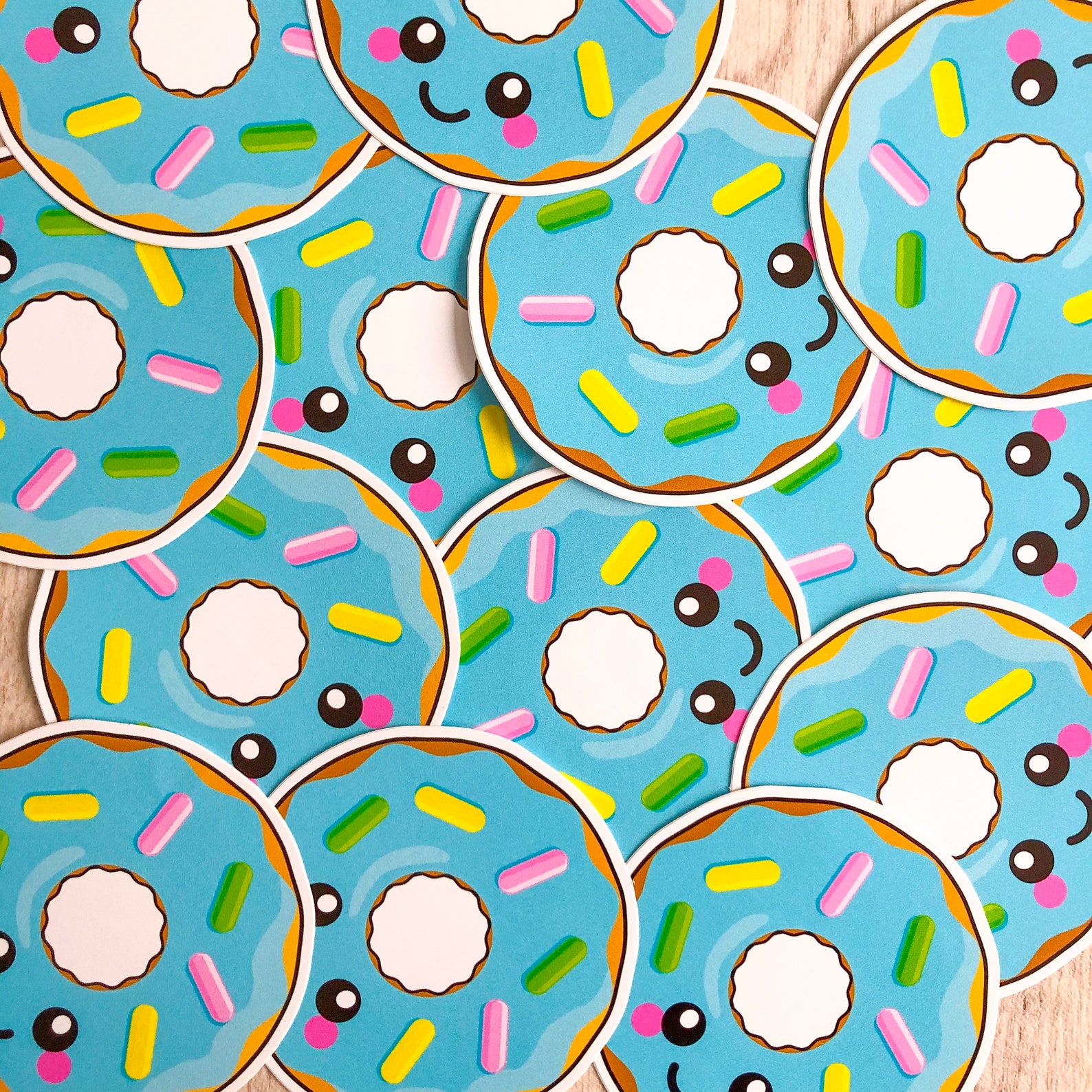 Blue Donut Sticker Food Vinyl Sticker Cute Doughnut Decal | Etsy