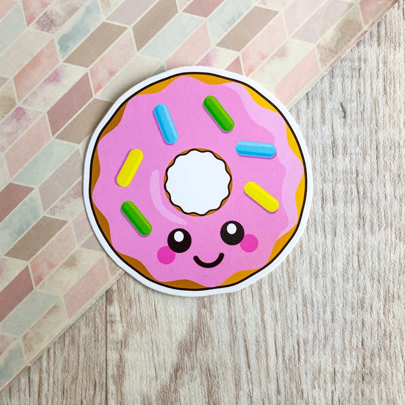 Pink Donut Sticker Food Vinyl Sticker Cute Doughnut Decal - Etsy