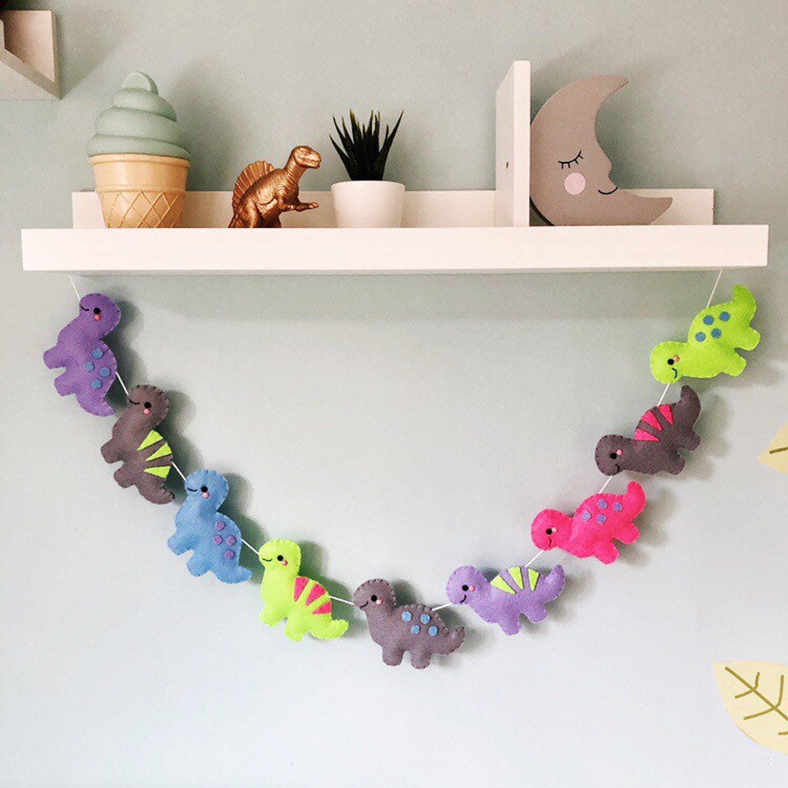 Colourful Dinosaur Garland Felt Dino Bunting Cute Felt Wall | Etsy