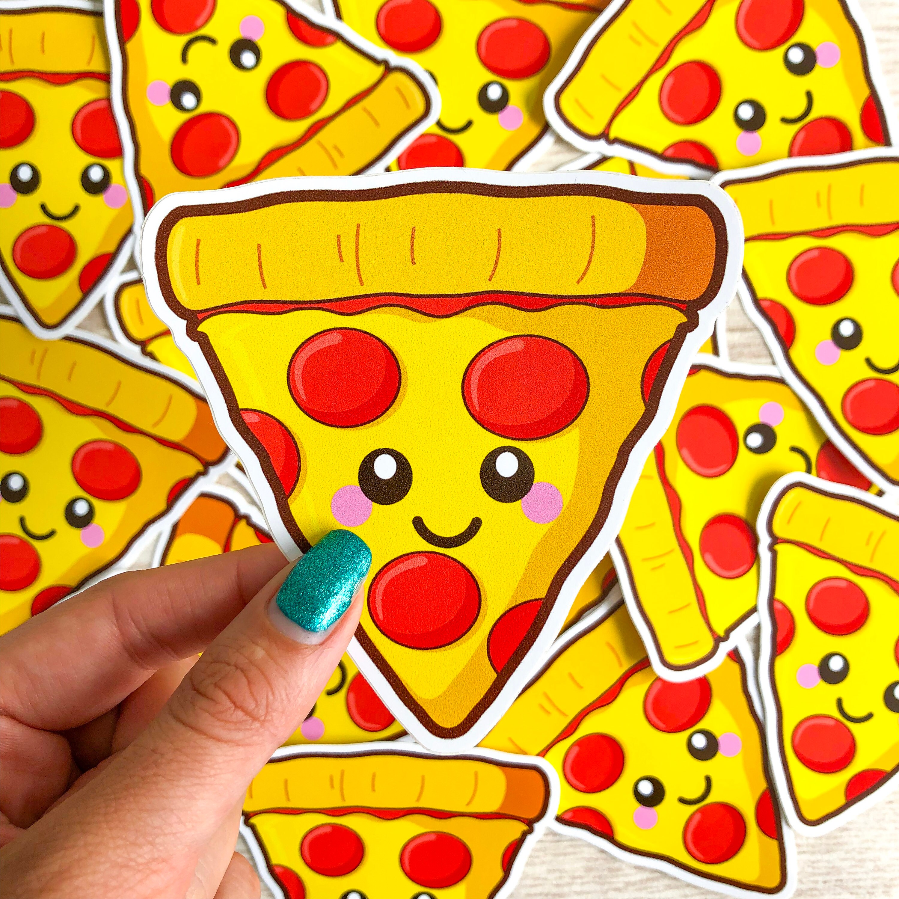 Happy Pizza Sticker food vinyl sticker cute pizza decal | Etsy