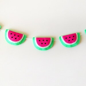Pink Watermelon Garland, Felt Summer Bunting, Cute Fruit Wall Hanging ...